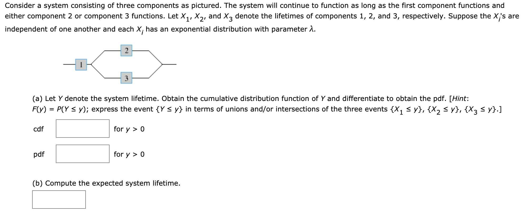 Solved Consider a system consisting of three components as | Chegg.com