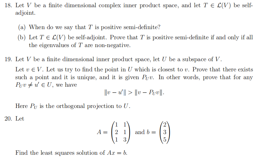 18. Let V be a finite dimensional complex inner | Chegg.com