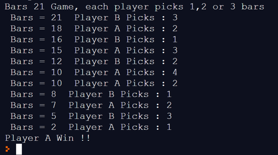 Solved Java file This task, you will create game Bars 21 or | Chegg.com