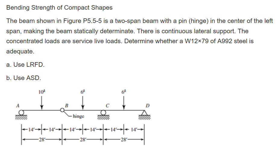Answered: Bending Strength of Compact Shapes The beam shown