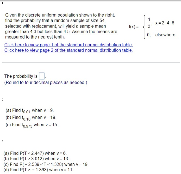 Solved Given the discrete uniform population shown to the | Chegg.com