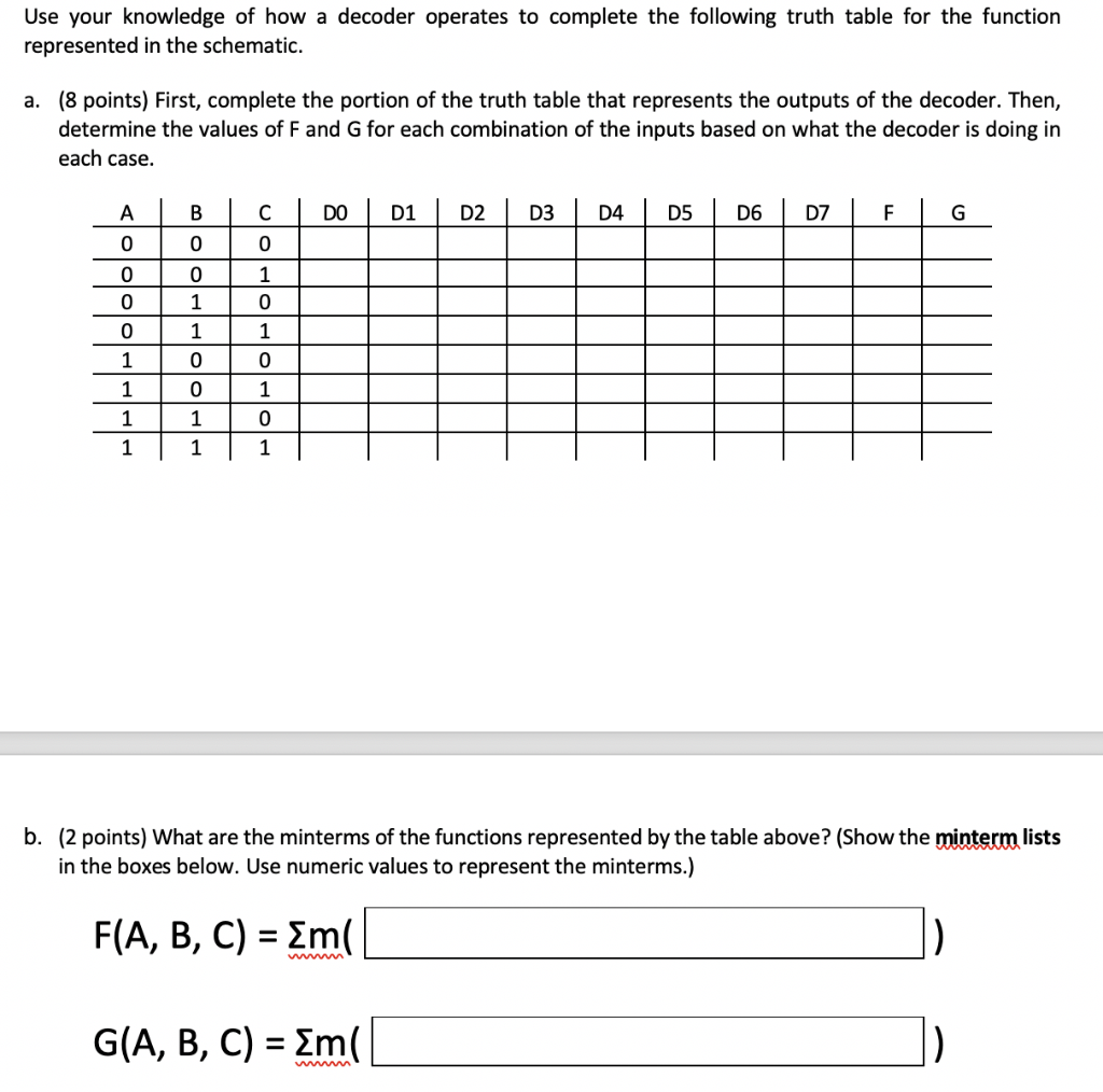 Solved Another application of the decoder circuit is as a | Chegg.com