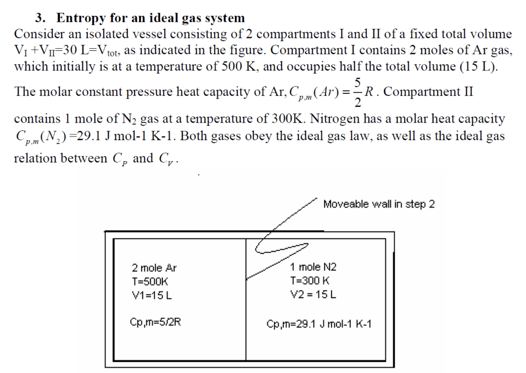 Solved 3. Entropy for an ideal gas system Consider an | Chegg.com