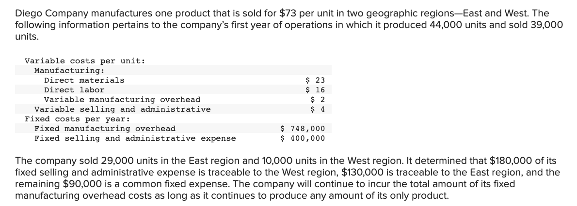 Solved 10. What would have been the company's variable | Chegg.com