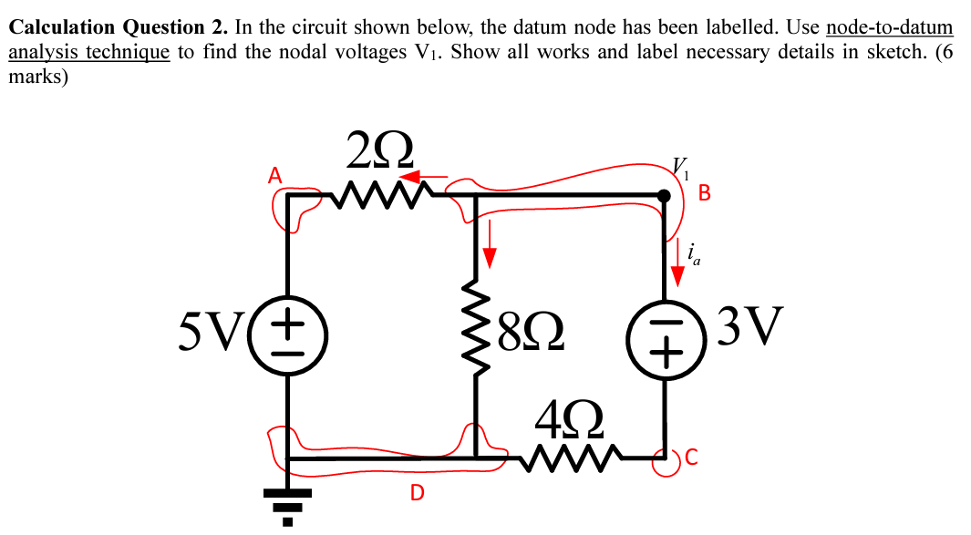 Solved Calculation Question 2. In the circuit shown below, | Chegg.com