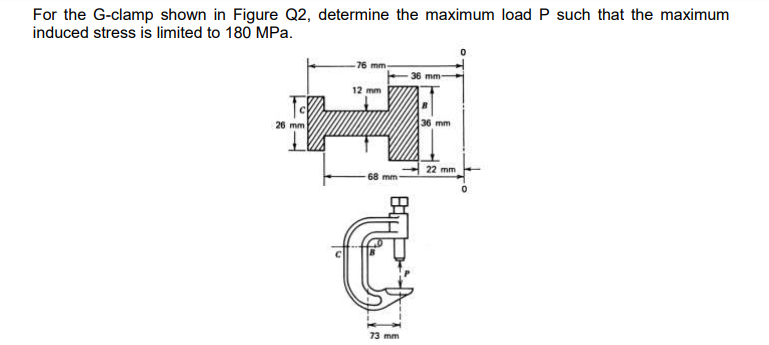 Solved For the G-clamp shown in Figure Q2, determine the | Chegg.com