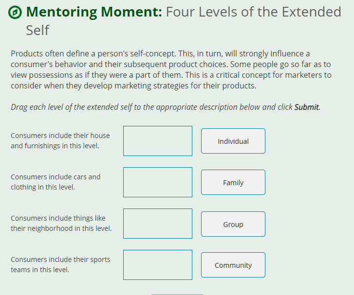 Solved () Mentoring Moment: Four Levels of the Extended Self | Chegg.com