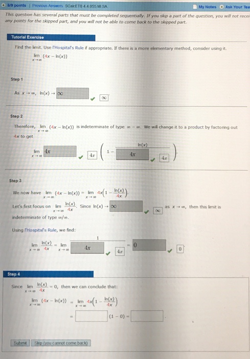 Solved Tutorial Exercise Find the limit. Use l'Hospital's | Chegg.com Solved Tutorial Exercise Find the limit. Use l'Hospital's | Chegg.com