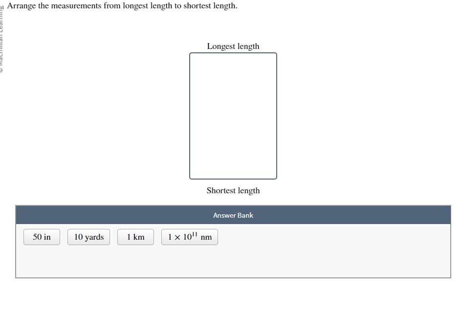 Solved Arrange the measurements from longest length to | Chegg.com