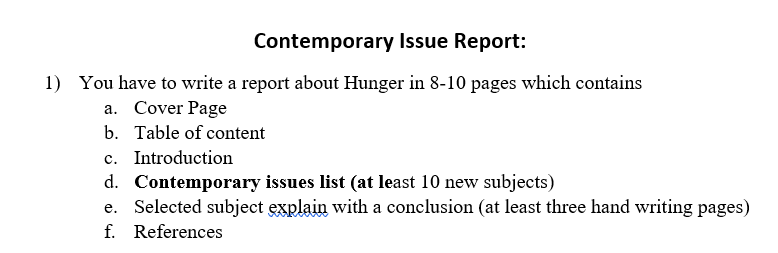 Solved Contemporary Issue Report: 1) You have to write a | Chegg.com