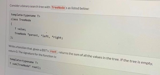 Solved Consider a binary search tree with TreeNode s as | Chegg.com