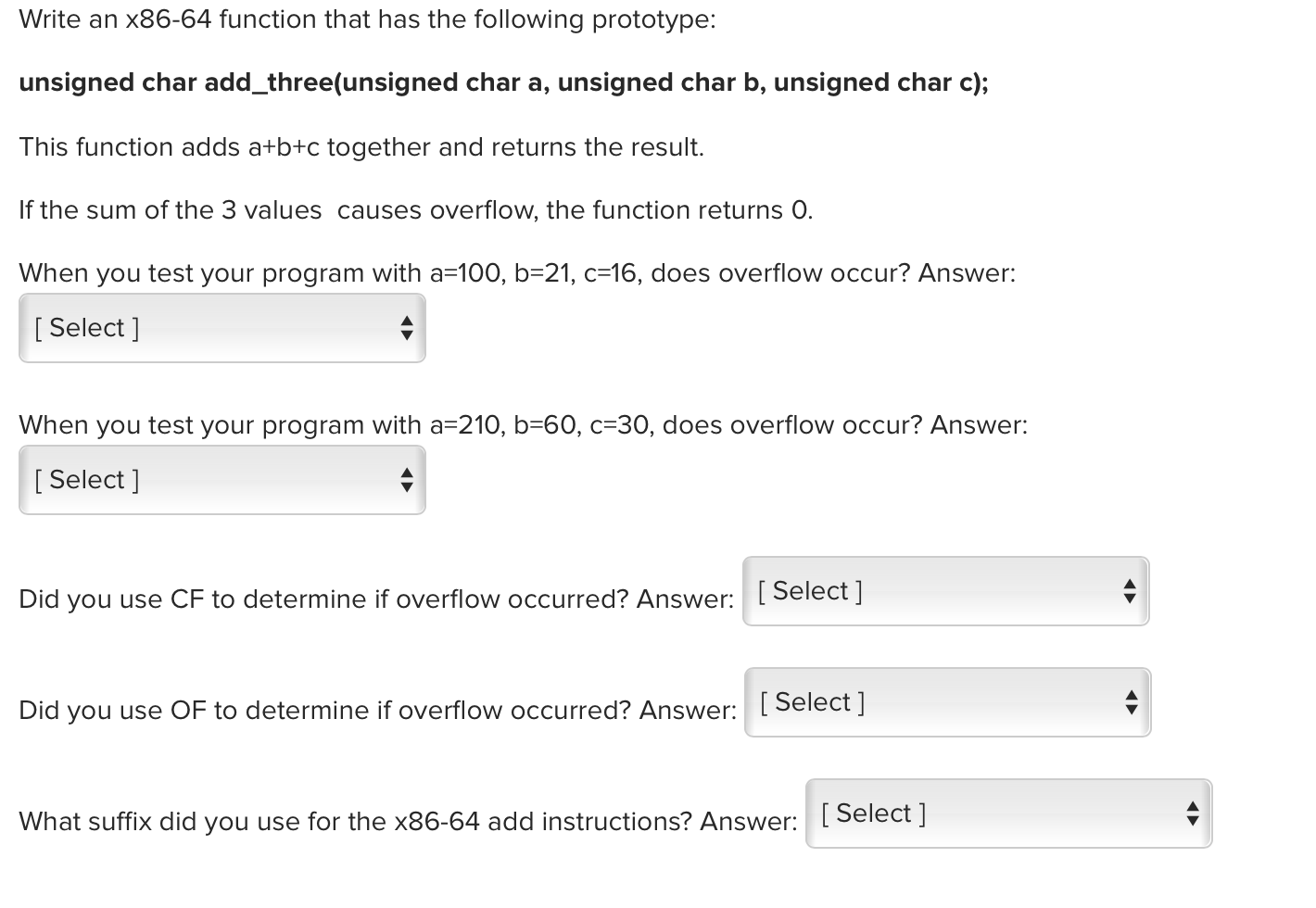 Solved Write An X86 64 Function That Has The Following 