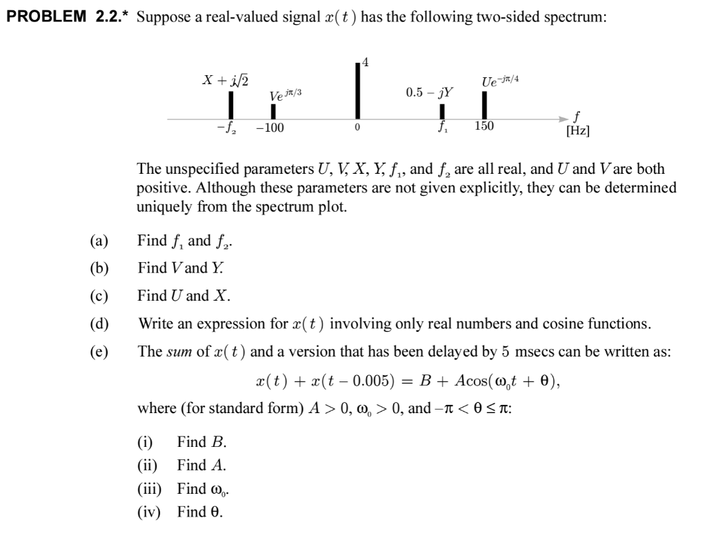 Solved PROBLEM 2.2.* Suppose a real-valued signal x(t) has | Chegg.com