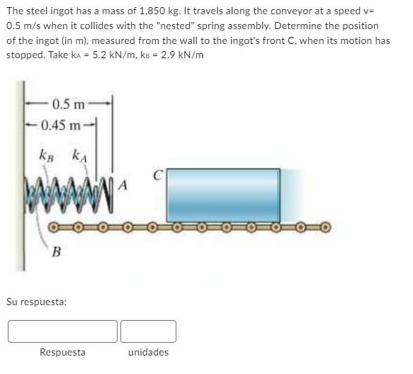 Solved The steel ingot has a mass of 1,850 kg. It travels | Chegg.com