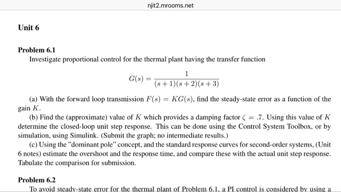 Solved njit2.mrooms.net Unit 6 Problem 6.1 Investigate | Chegg.com