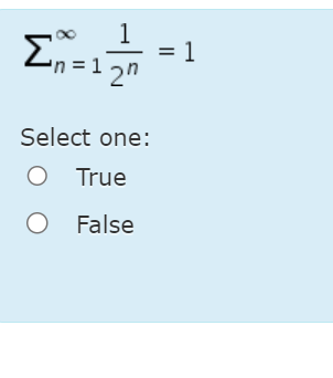 Solved ∑n=1∞12n=1Select one:TrueFalse | Chegg.com