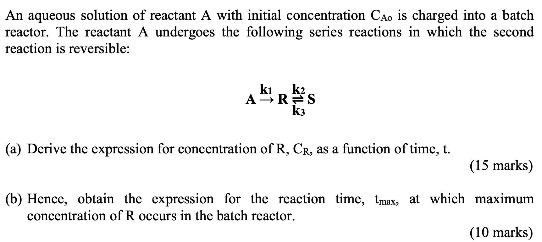 Solved An aqueous solution of reactant A with initial | Chegg.com