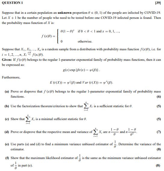 Solved QUESTION 1[39]Suppose that in a certain population an | Chegg.com