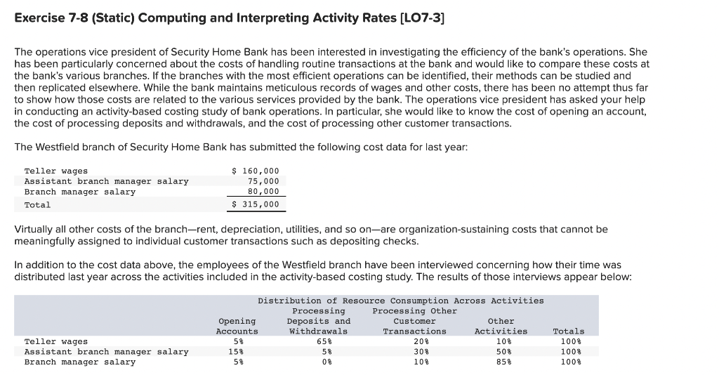 Solved Exercise 7-8 (Static) Computing and Interpreting | Chegg.com