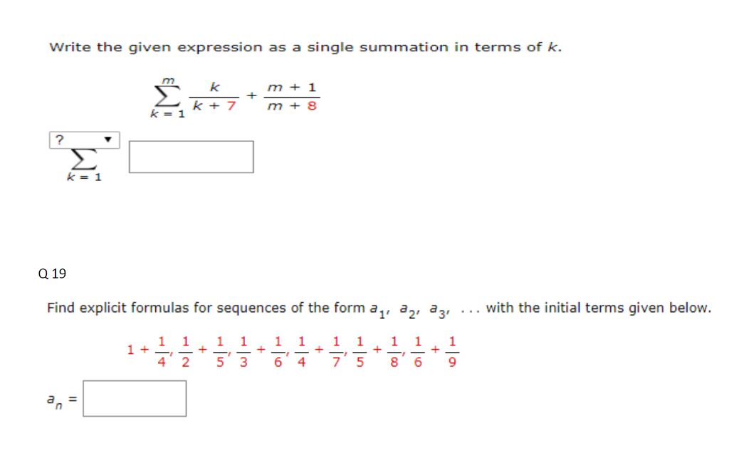 Solved Write the given expression as a single summation in | Chegg.com