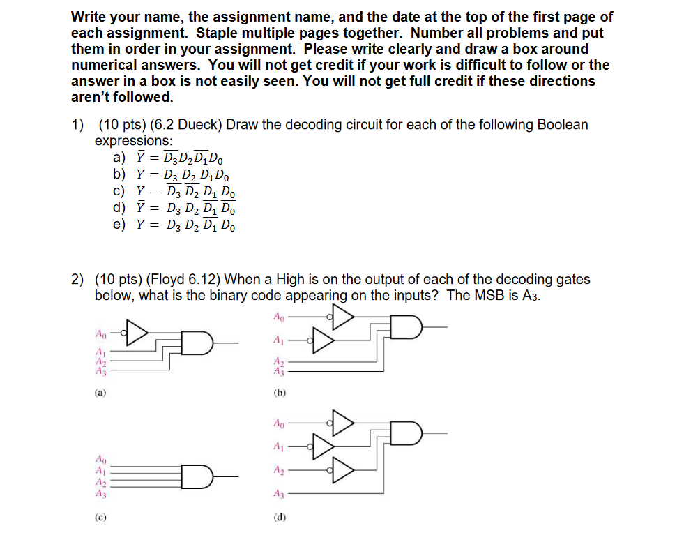 Solved Write your name, the assignment name, and the date at | Chegg.com