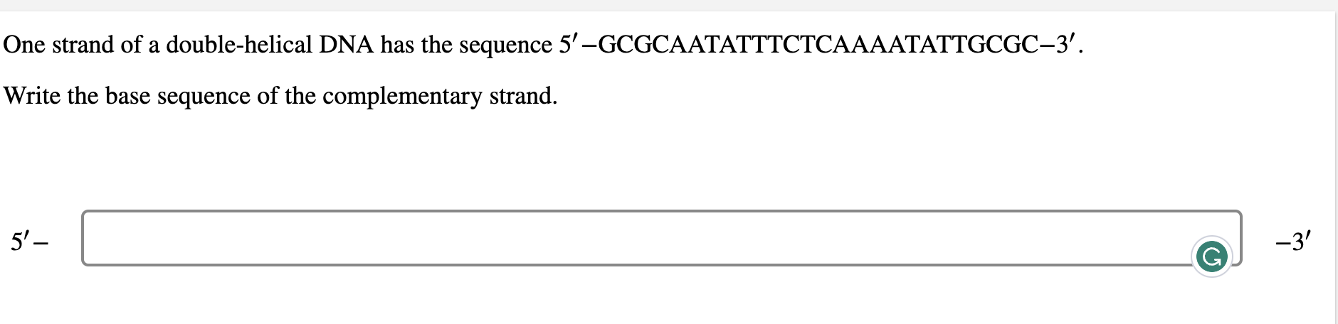 Solved One strand of a double-helical DNA has the sequence | Chegg.com