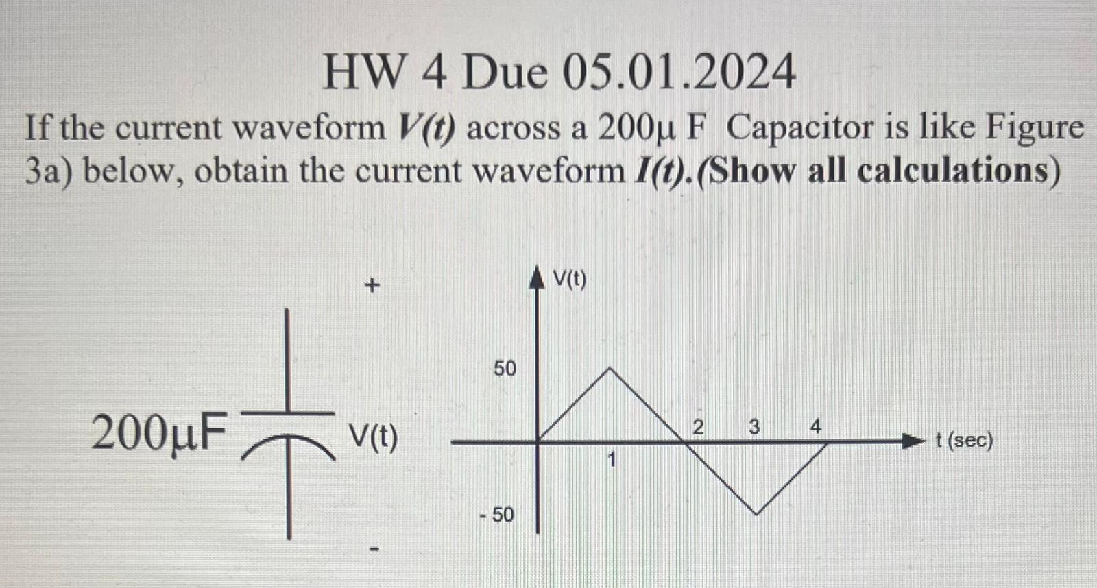 Solved HW 4 ﻿Due 05.01.2024If the current waveform V(t) | Chegg.com