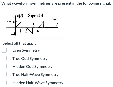 Solved What waveform symmetries are present in the following | Chegg.com