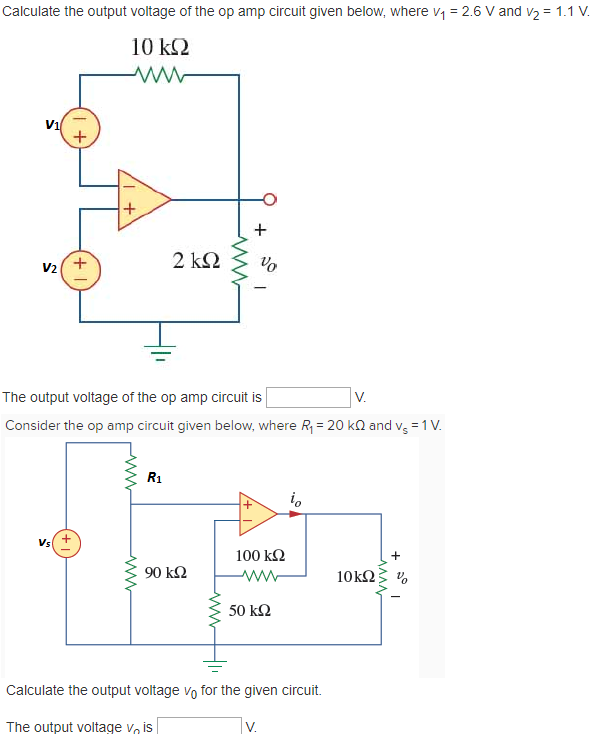 Solved Calculate the output voltage of the op amp circuit | Chegg.com Solved Calculate the output voltage of the op amp circuit | Chegg.com