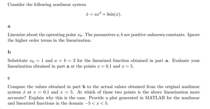 Solved Consider the following nonlinear system | Chegg.com