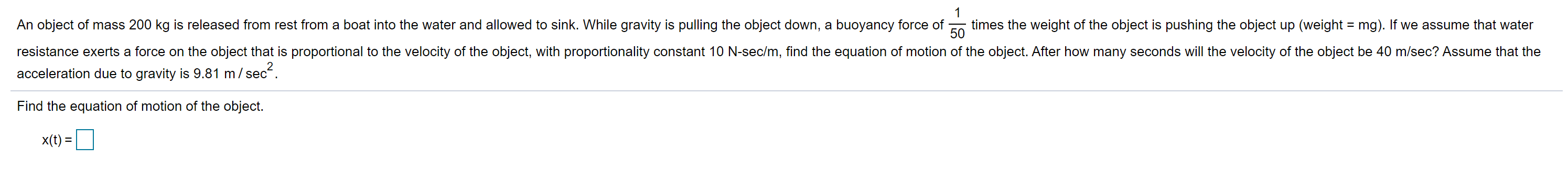 Solved 1 An object of mass 200 kg is released from rest from | Chegg.com