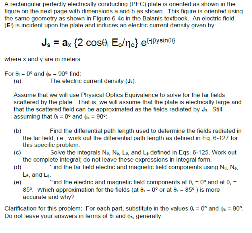 Solved A rectangular perfectly electrically conducting (PEC) | Chegg.com