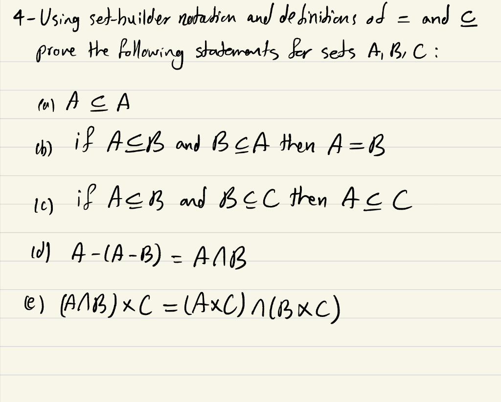 Solved 4-Using set-builder notation and dedinitions of = and | Chegg.com