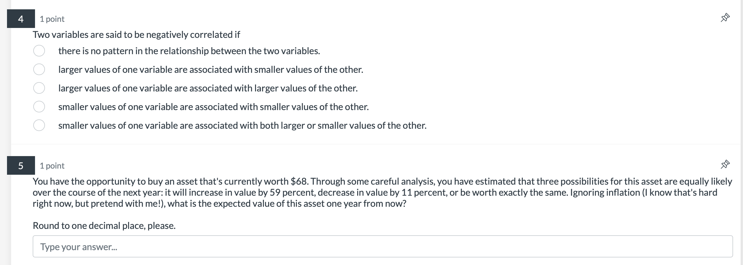 1 point Two variables are said to be negatively | Chegg.com