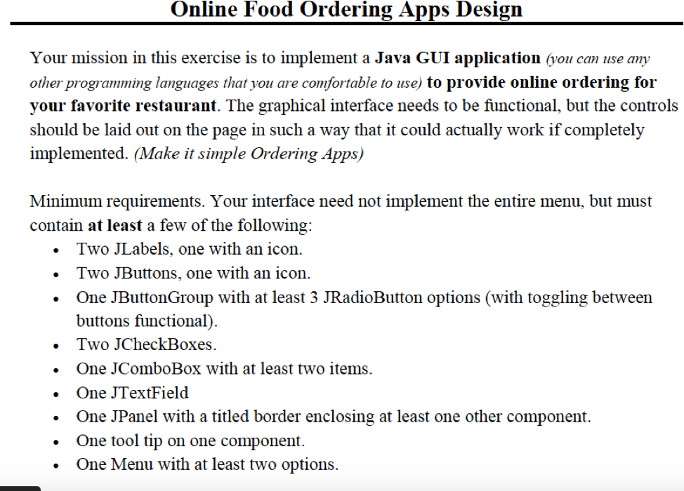 Online Food Ordering Apps Design Your mission in this | Chegg.com