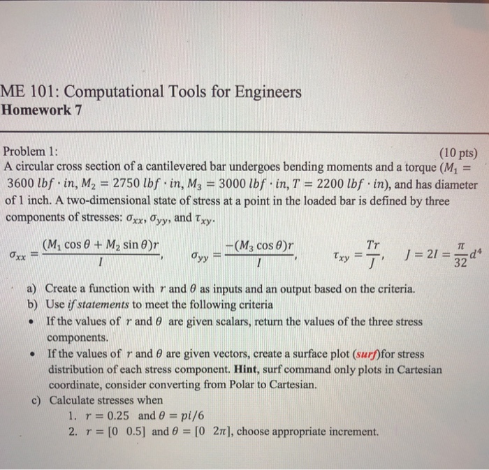 Solved ME 101: Computational Tools for Engineers Homework 7 | Chegg.com
