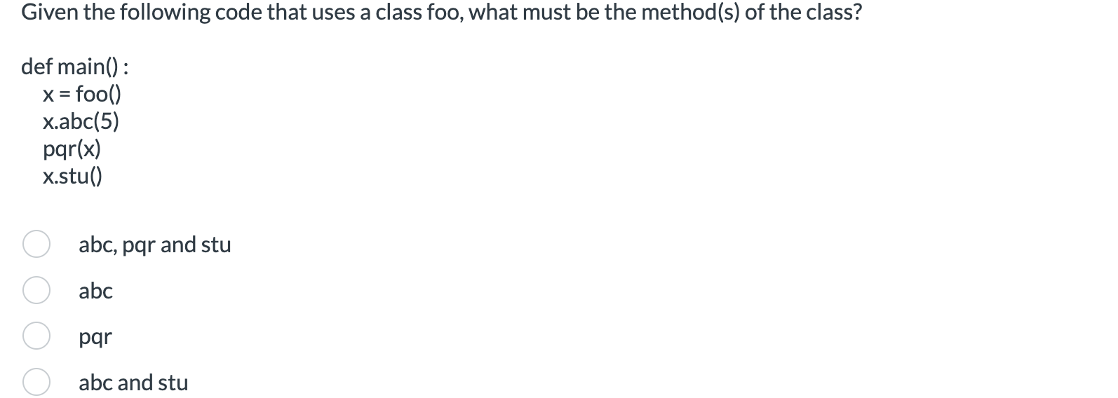 Solved Given the following code that uses a class foo, what | Chegg.com