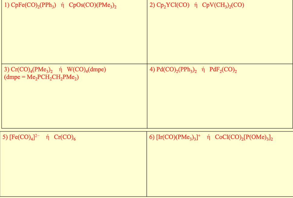 Solved For each of the following pairs of complexes, choose | Chegg.com