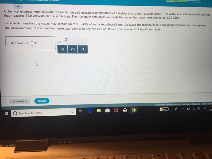Solved A chemical engineer must calculate the maximum safe | Chegg.com