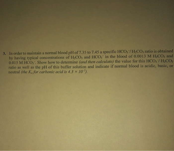 Solved In order to maintain a normal blood pH of 7.35 to | Chegg.com