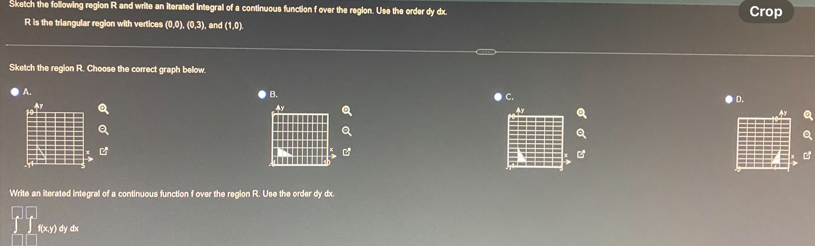 Solved Sketch the region R. ﻿Choose the correct graph | Chegg.com