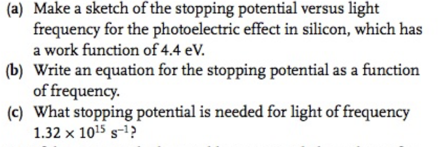 Solved (a) Make a sketch of the stopping potential versus | Chegg.com
