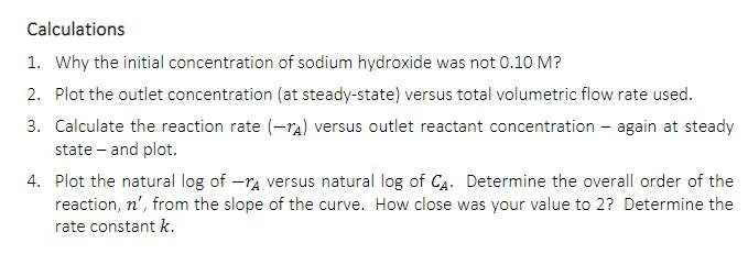Solved Calculations 1. Why the initial concentration of | Chegg.com