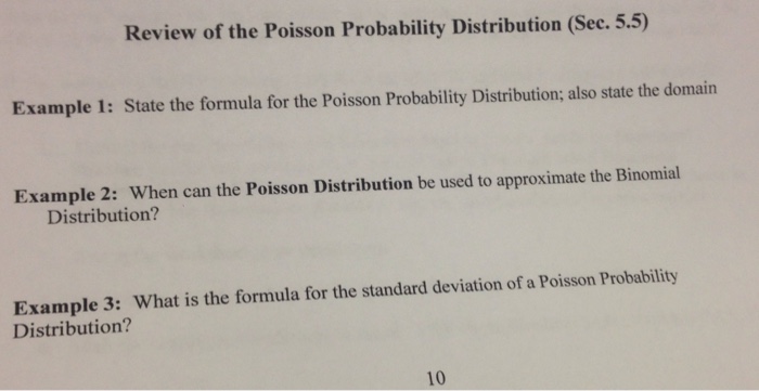 Solved State the formula for the Poisson Probability | Chegg.com