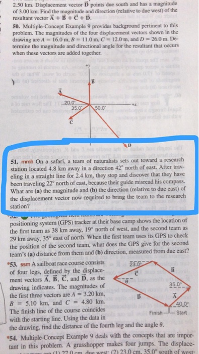 Solved 2.50 km. Displacement vector D points due south and | Chegg.com