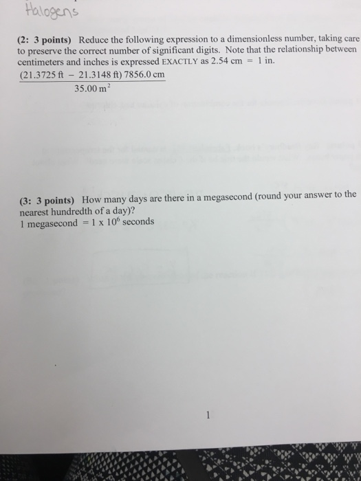Solved Reduce the following expression to a dimensionless | Chegg.com