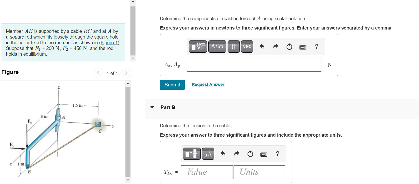 Solved Determine the components of reaction force at A using | Chegg.com