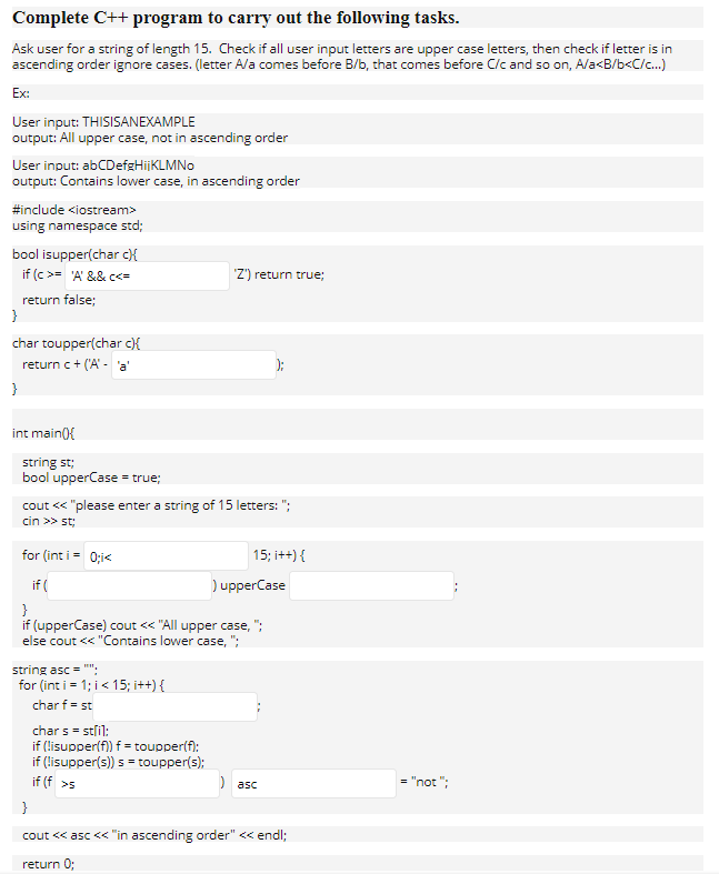 Solved Complete C++ program to carry out the following | Chegg.com