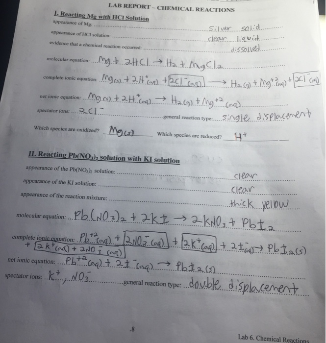 Report Sheet Lab 10 Chemical Reactions And Equations Answers Tessshebaylo Report Sheet Lab 10 Chemical Reactions And Equations Answers Tessshebaylo