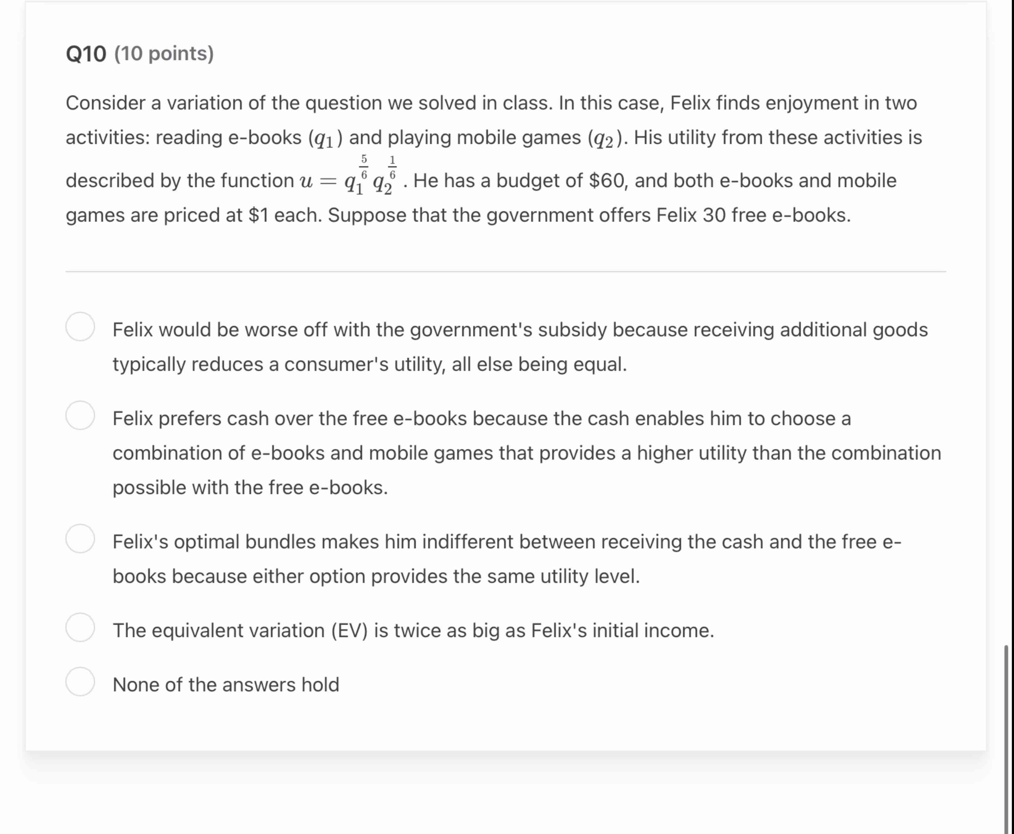 Solved Q10 (10 ﻿points)Consider a variation of the question | Chegg.com